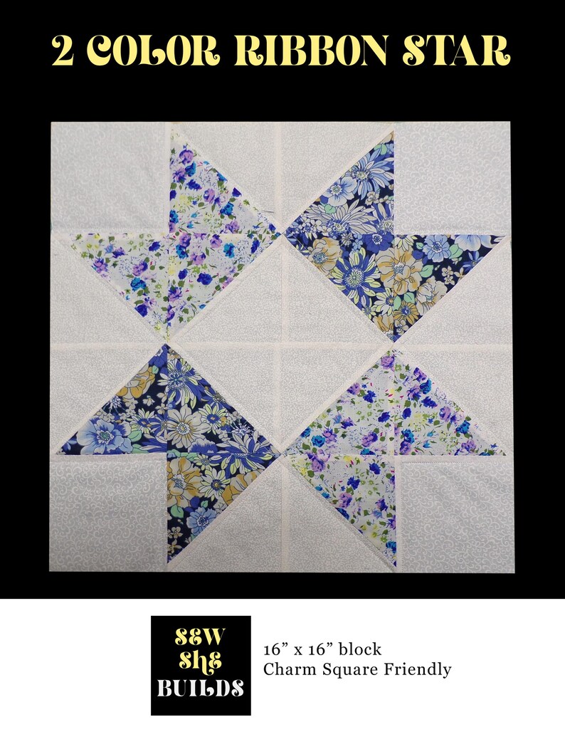 Ribbon Star Quilt Block Digital Quilt Block PDF Quilt Block Quilt Block ...