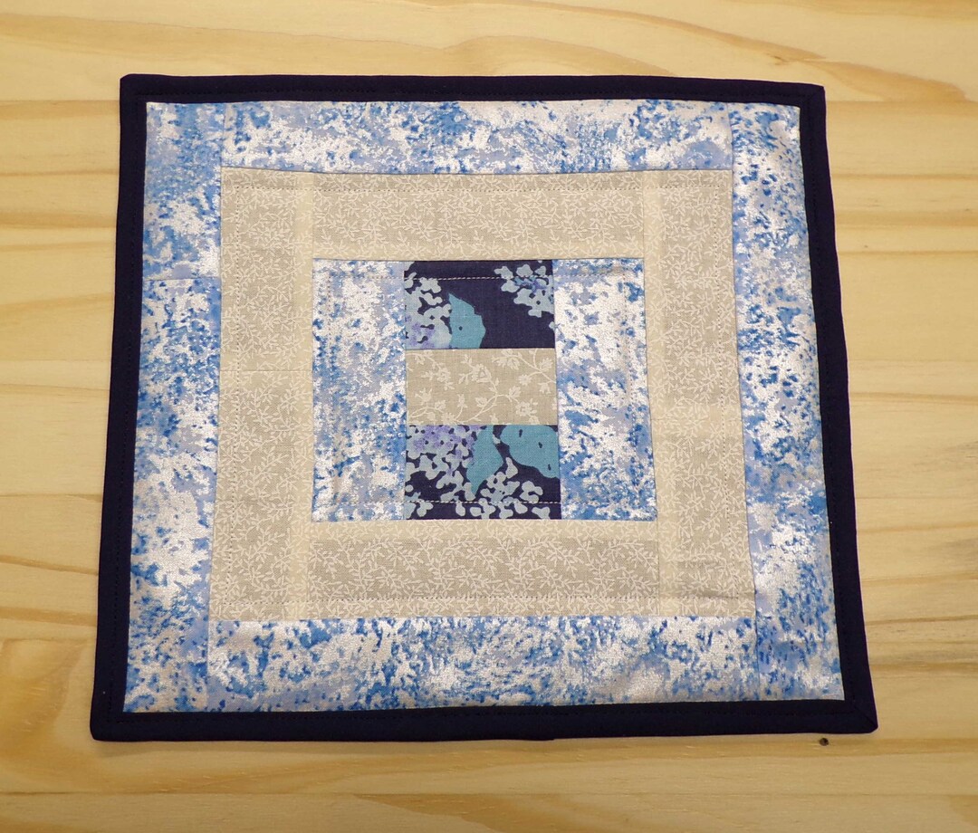 Quilted Centerpiece | Quilted Table Topper | Square Table Quilt | Blue ...