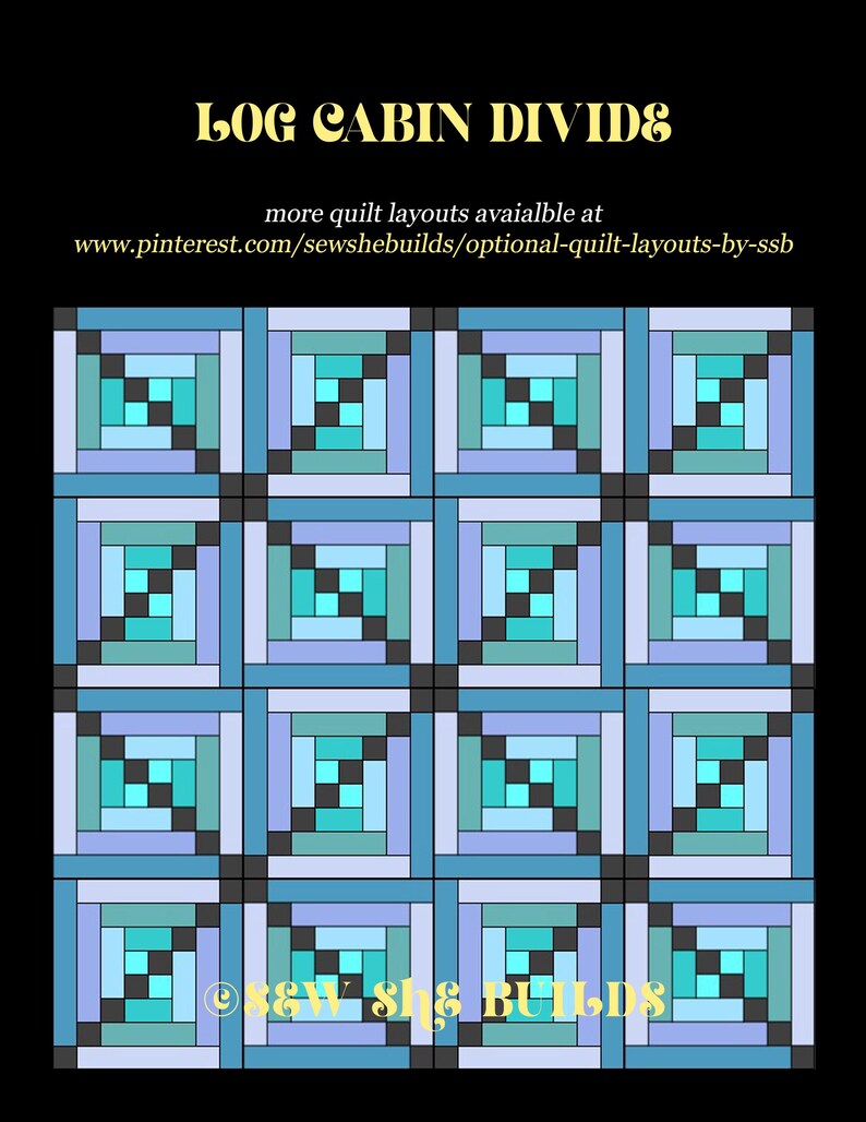 Log Cabin Divide Quilt Block, Log Cabin Variation Quilt Block, Jelly ...
