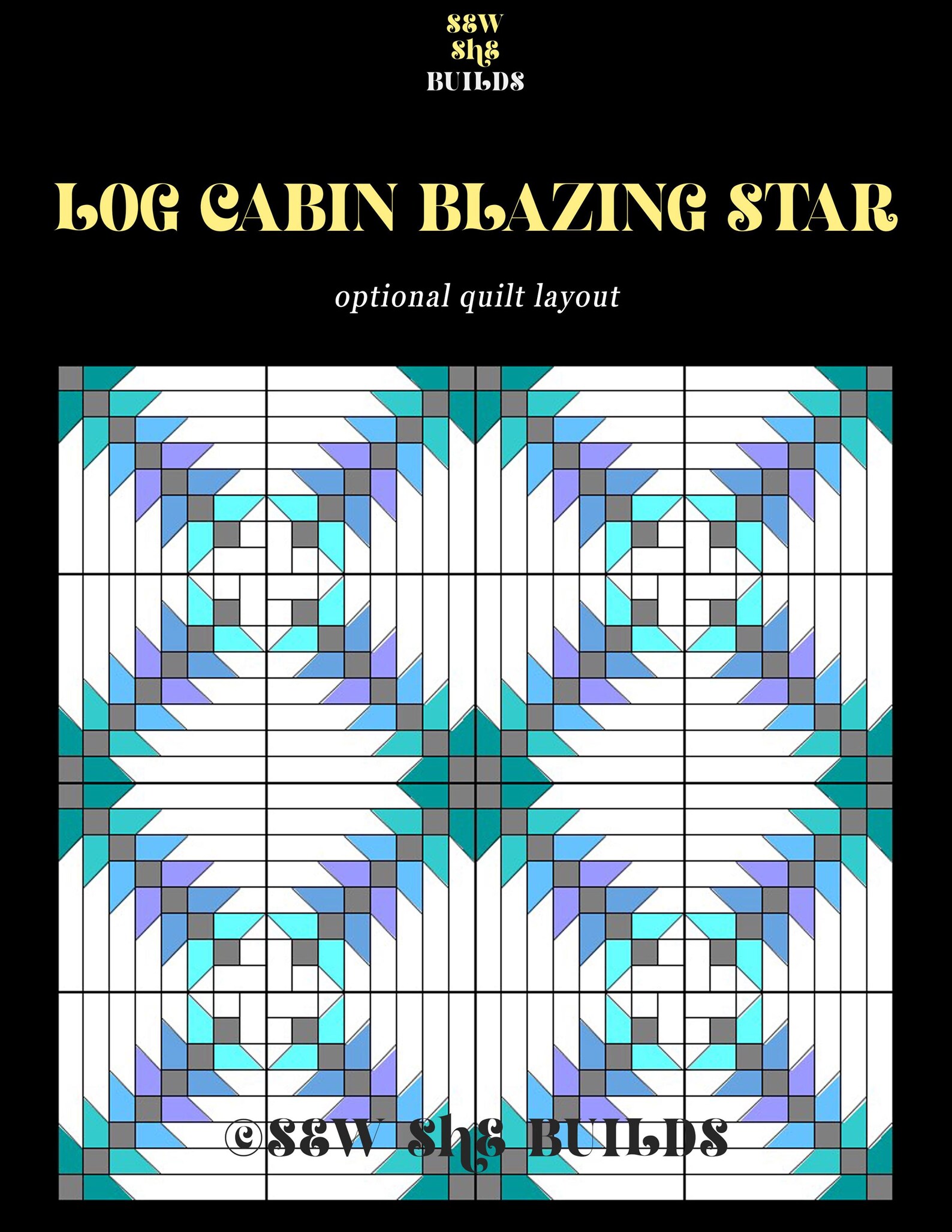 Log Cabin Blazing Star Quilt Pattern, Star Quilt Block, Log Cabin ...