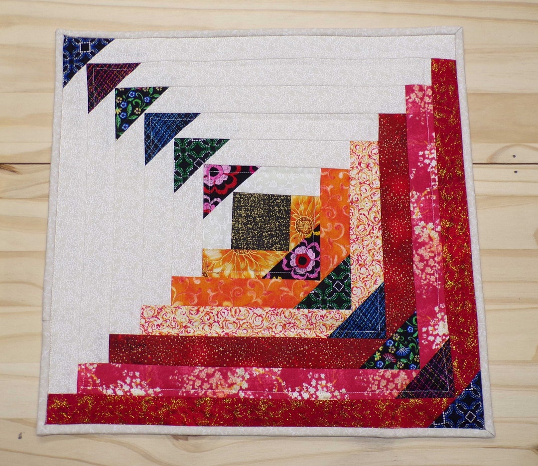 Quilted Centerpiece | Quilted Table Topper | Square Table Quilt | Log ...