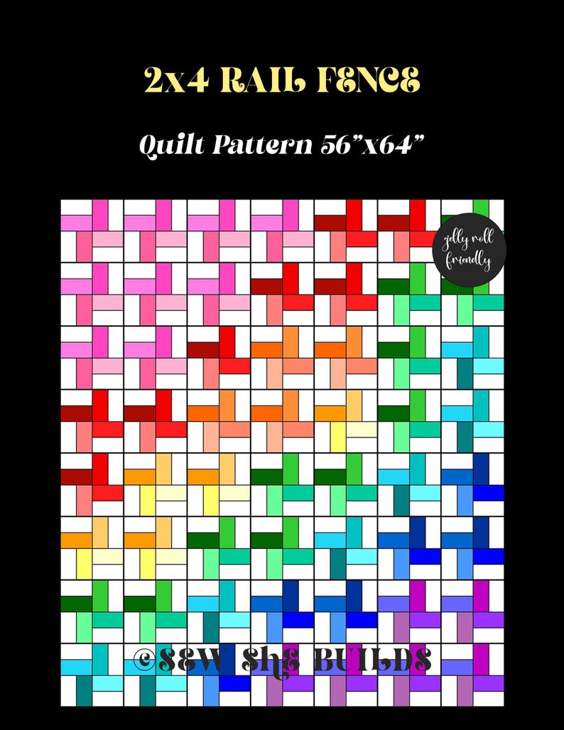 2x4 Rail Fence Quilt Pattern, Easy Beginner Quilt, Jellyroll & Stash ...