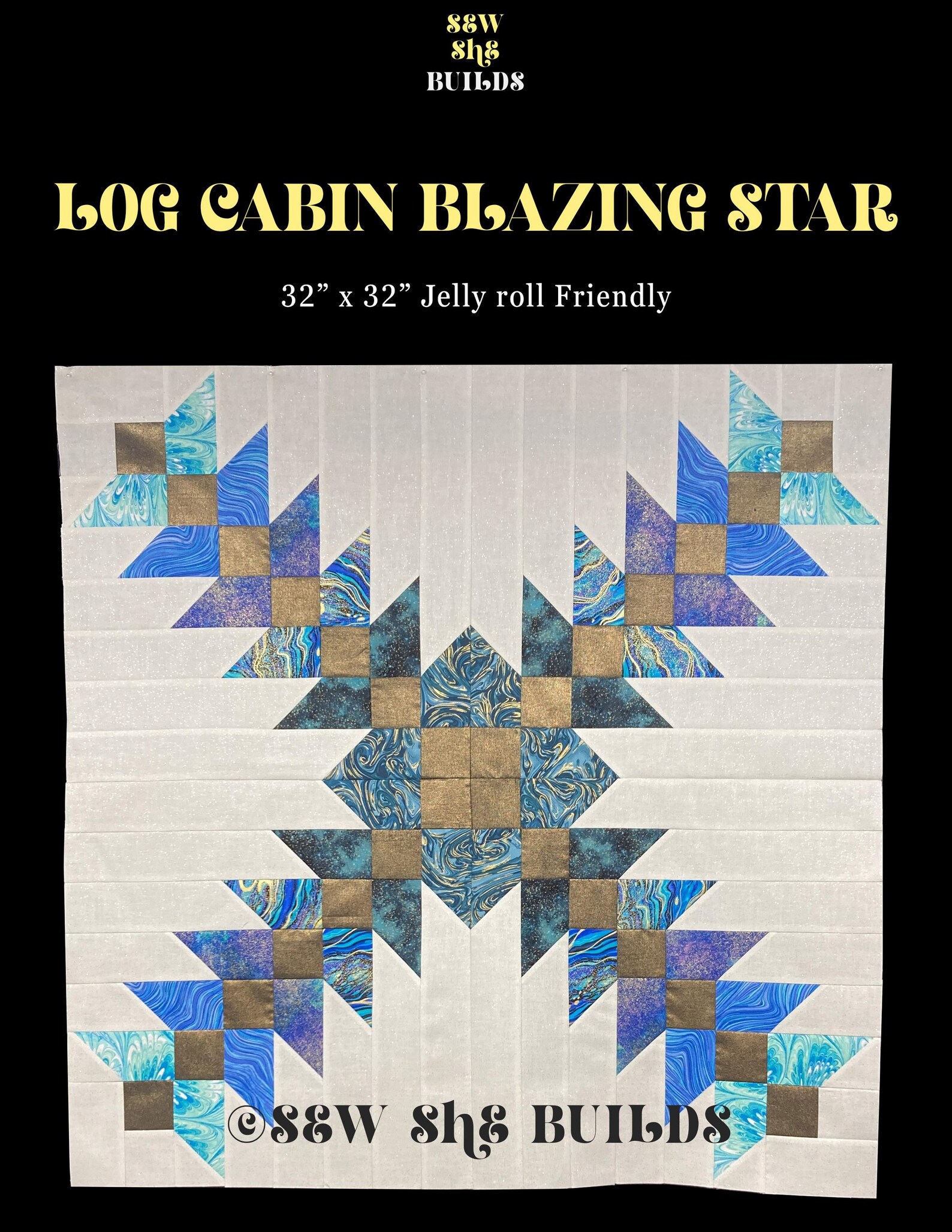 Log Cabin Blazing Star Quilt Pattern, Star Quilt Block, Log Cabin Variation Quilt, Log Cabin ...