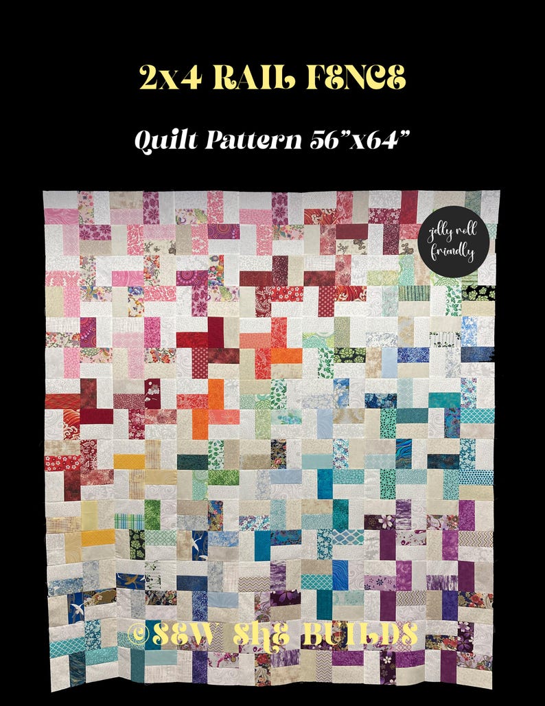 2x4 Rail Fence Quilt Pattern, Easy Beginner Quilt, Jellyroll & Stash ...