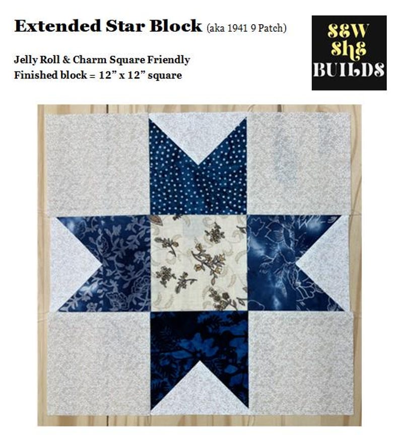 Extended Star Quilt Block Digital Quilt Block PDF Quilt Block Quilt ...