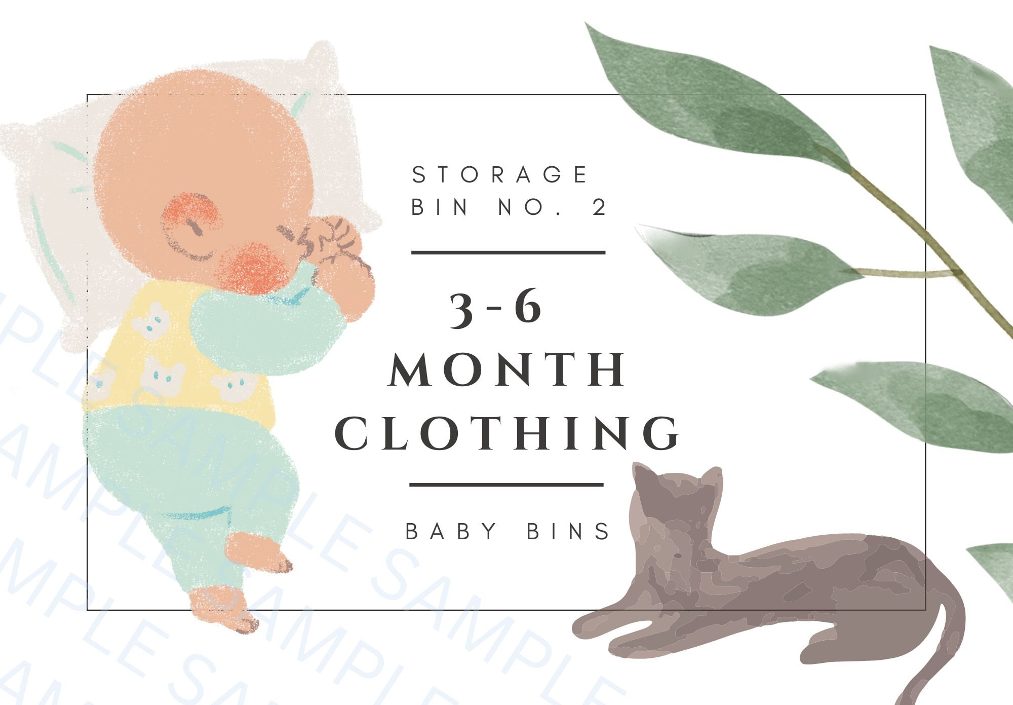 Cute Kids Bins Printable Labels for Baby Clothes Nursery Kids Closets ...