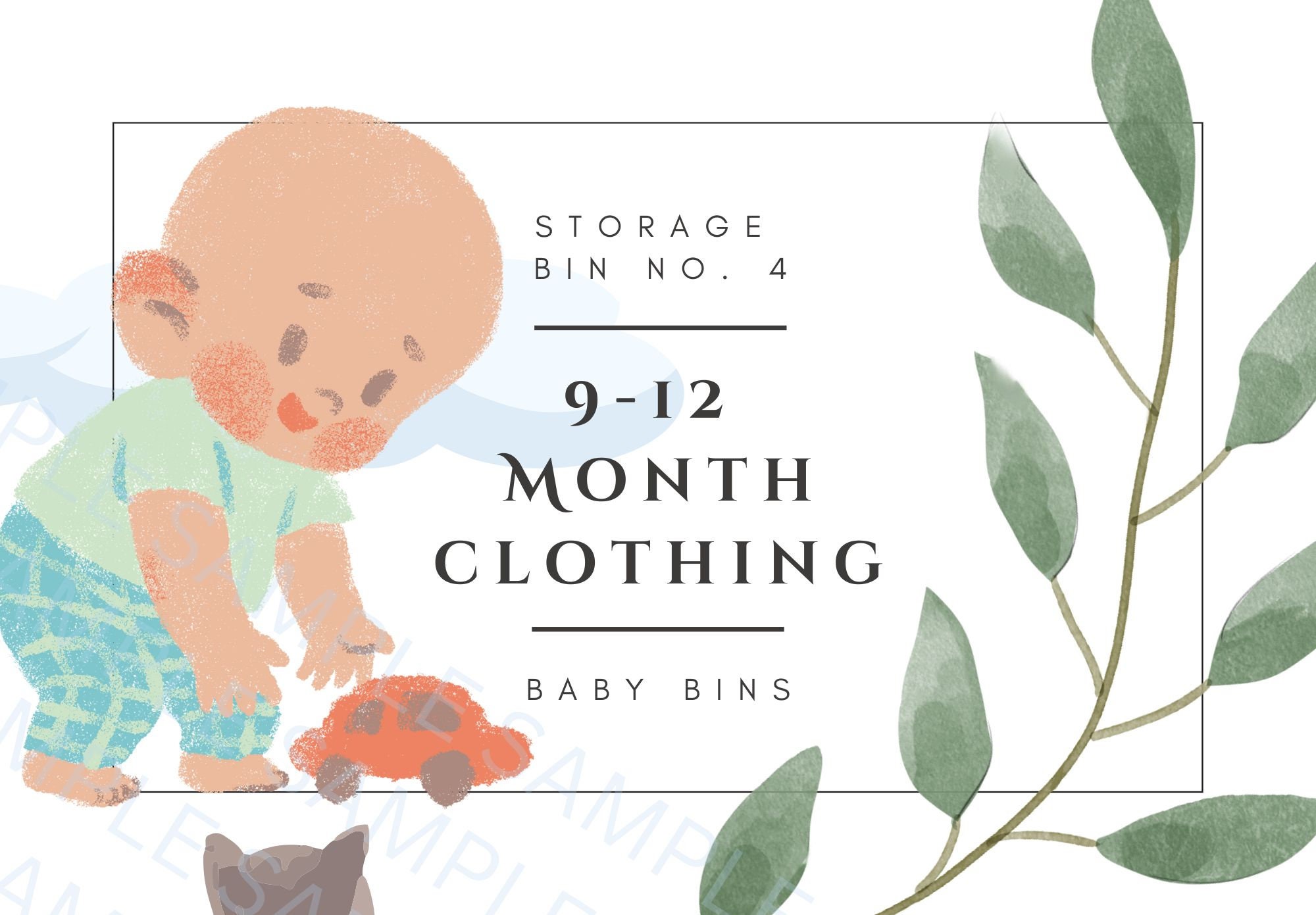 Cute Kids Bins Printable Labels for Baby Clothes - Nursery - Kids ...
