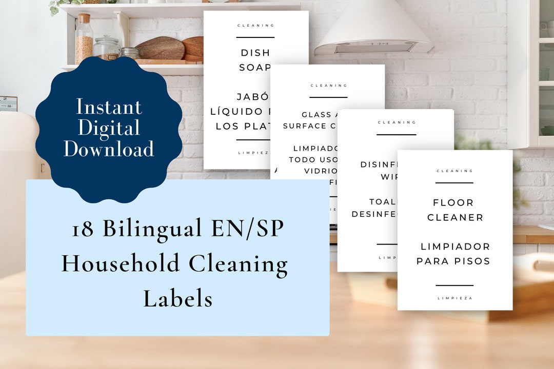 24 Bilingual Spanish/english Cleaning Labels for Home Organization ...