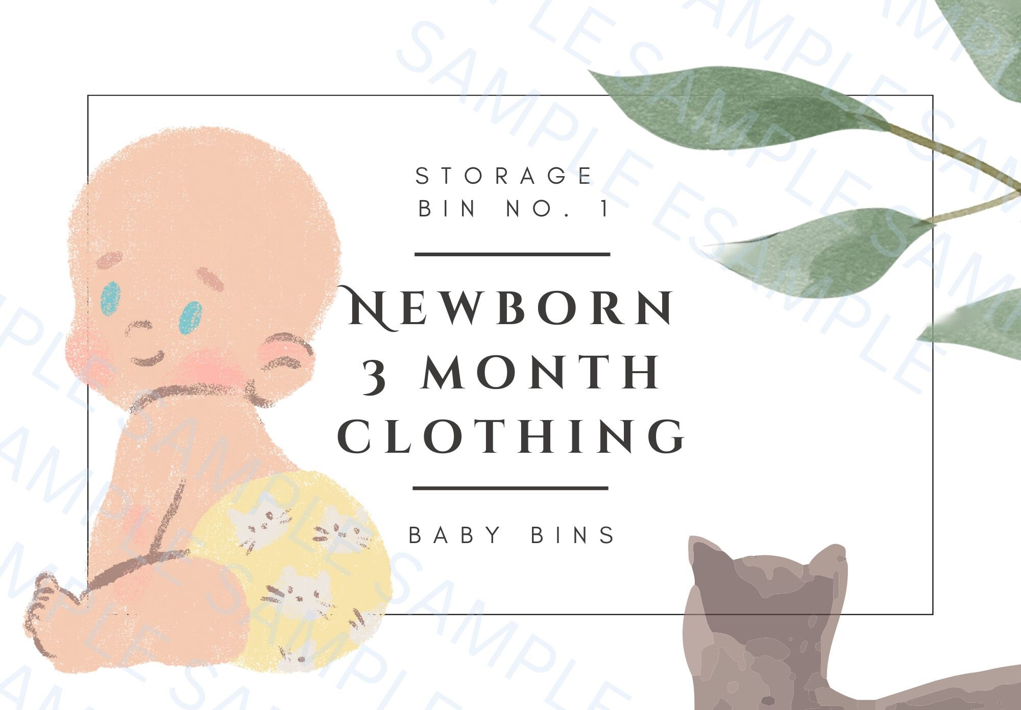 Cute Kids Bins Printable Labels for Baby Clothes - Nursery - Kids ...