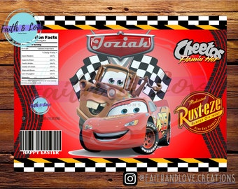 Cars Chip Bag, Party Favor, Chip Bags, Cars Birthday, Cars Treat Bags ...