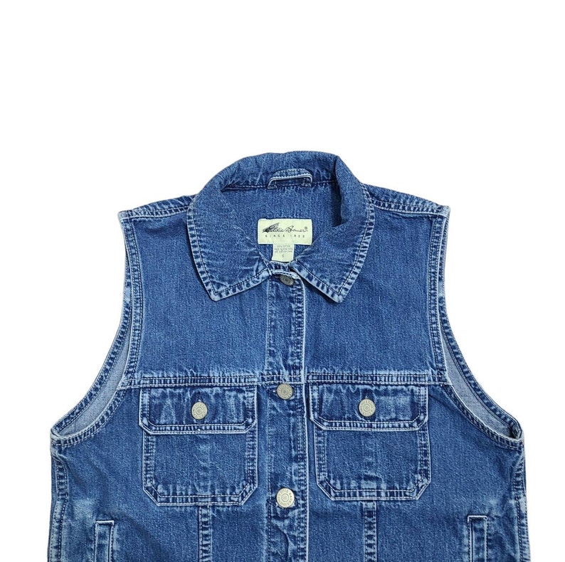 Vintage Denim Vest by Eddie Bauer, Y2K Blue Jeans Jacket Vest, Womens Vintage Vest, Retro Casual ...