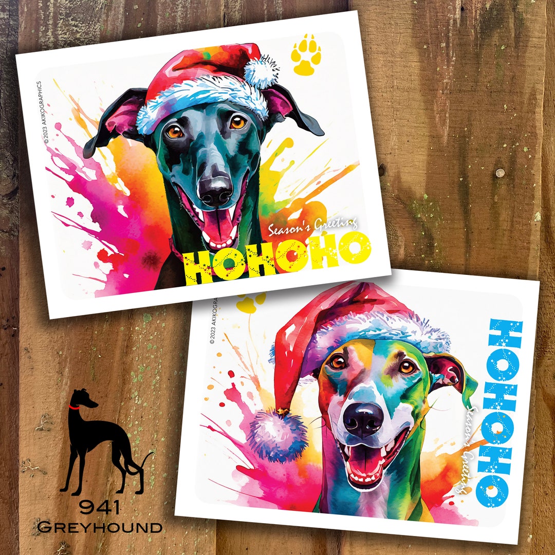 Greyhound Holiday Card Christmas Greyhounds Blank Card - Etsy
