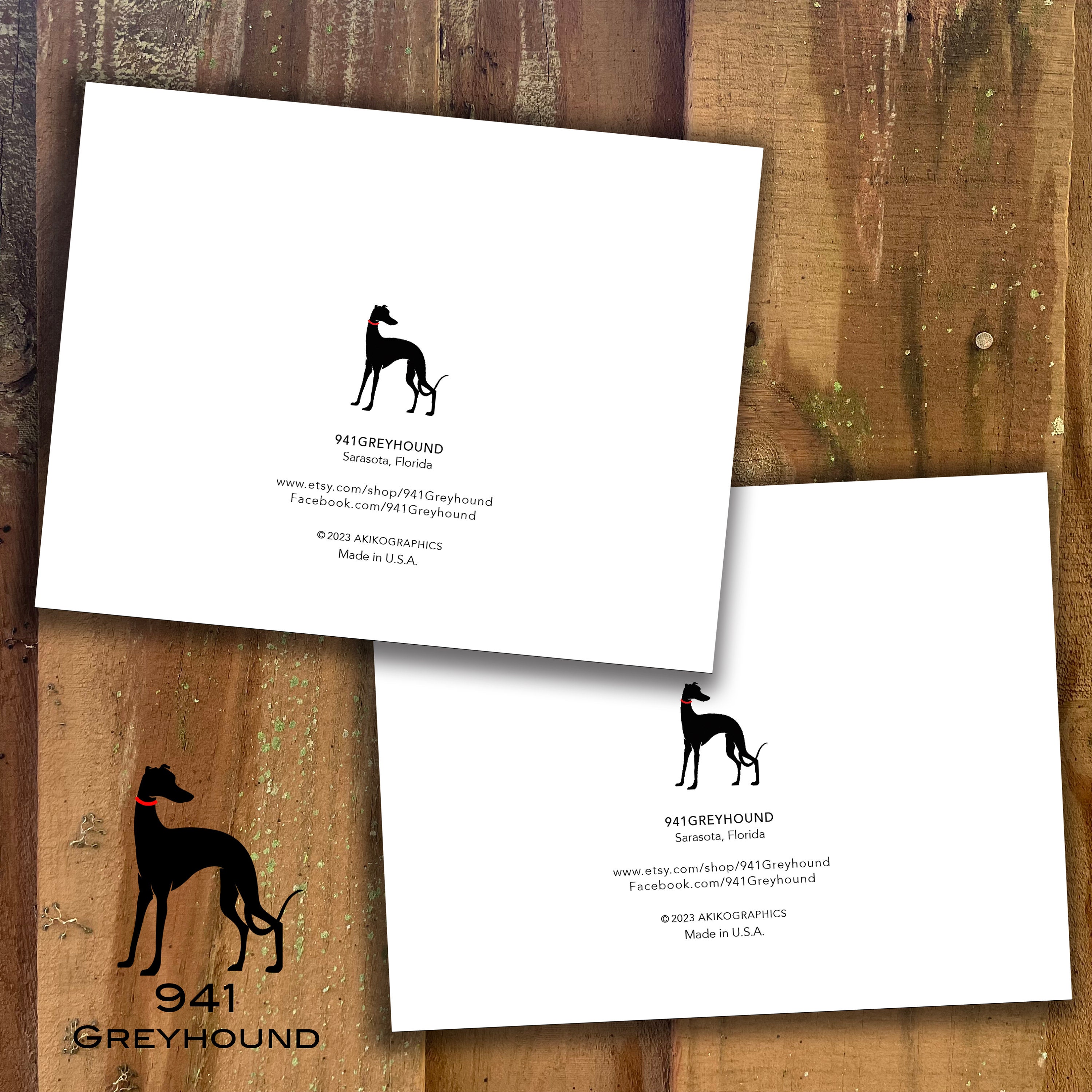Greyhound Holiday Card, Christmas, Greyhounds, Blank Card, HOHOHO Set ...