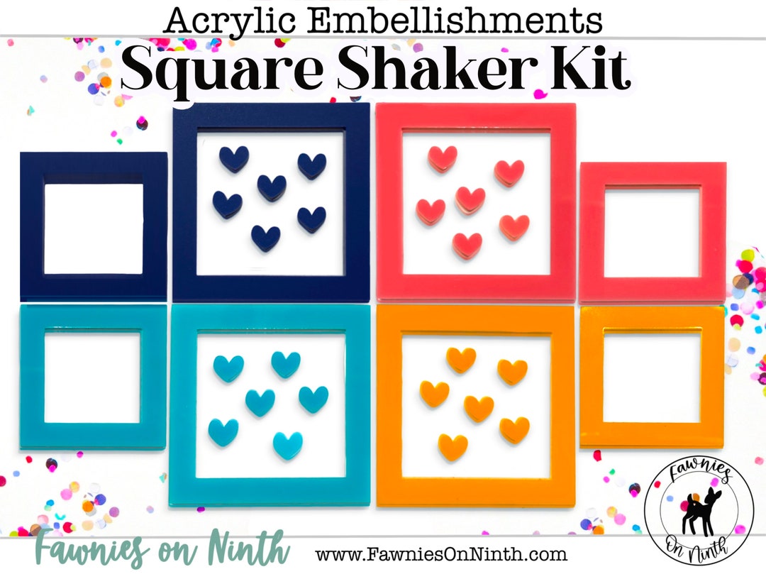Acrylic square Shaker Pocket Frame Kit With Mini Hearts for ...