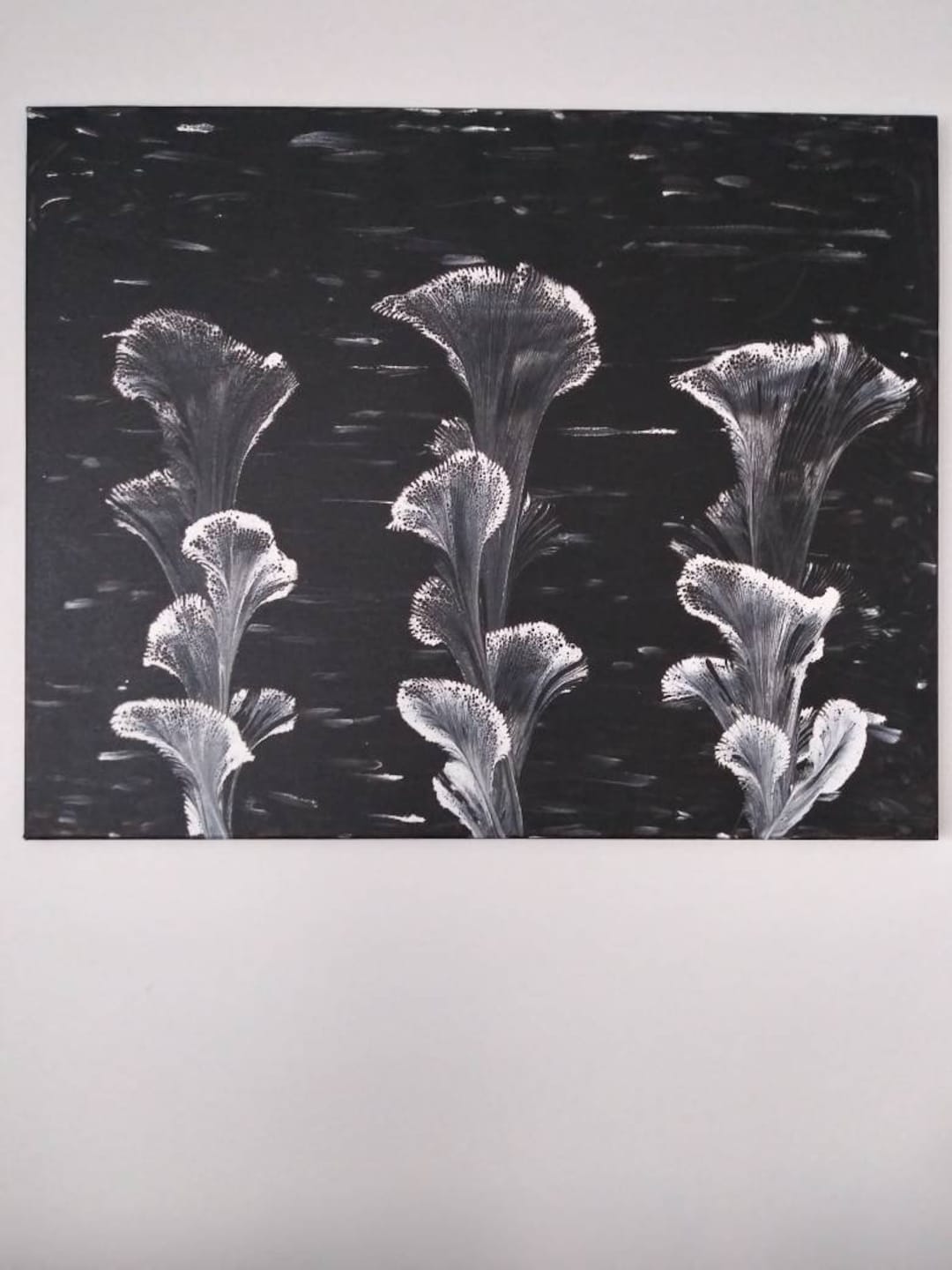 Black and White String Pull Flower Painting. Original and One of a Kind ...