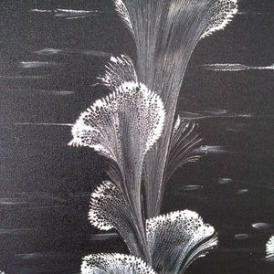 Black and White String Pull Flower Painting. Original and One - Etsy