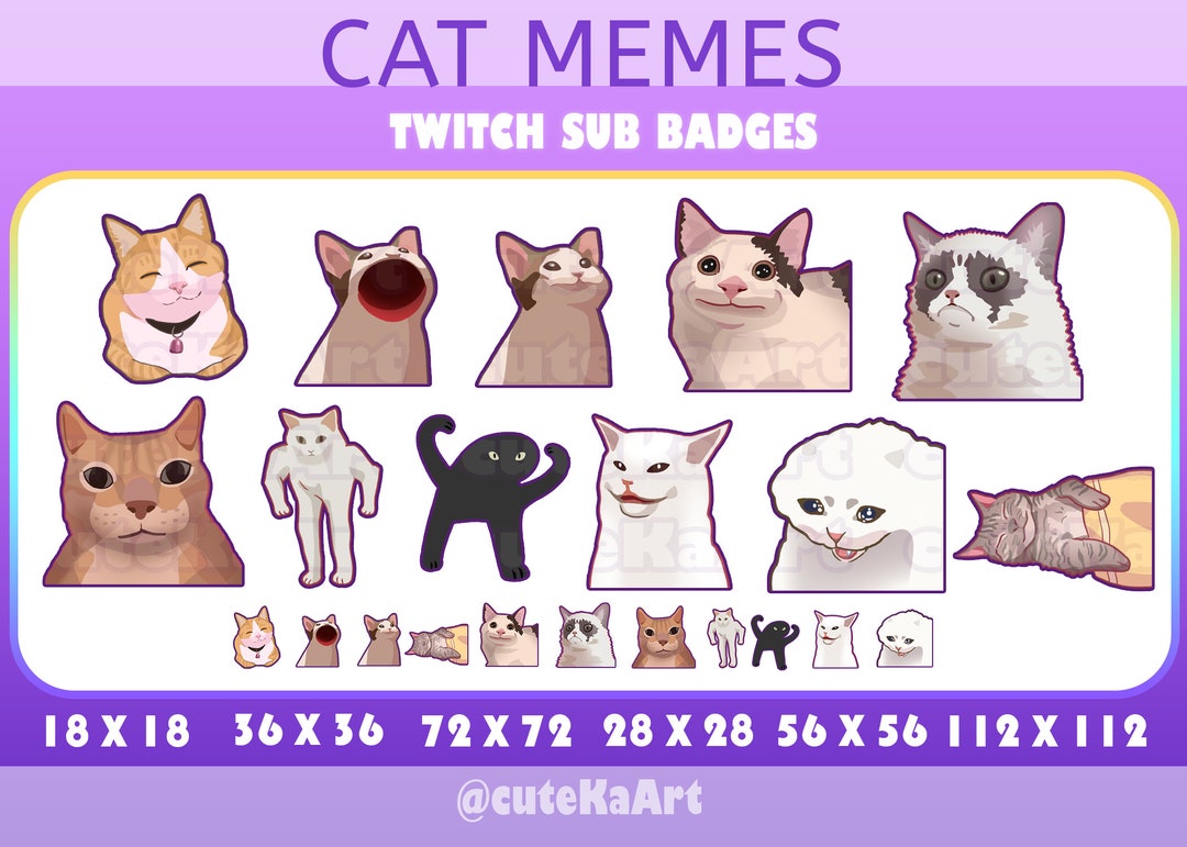 Twitch Emote / Cat Memes Big Pack Emotes or Badges / 11 Emotes/ Cute ...