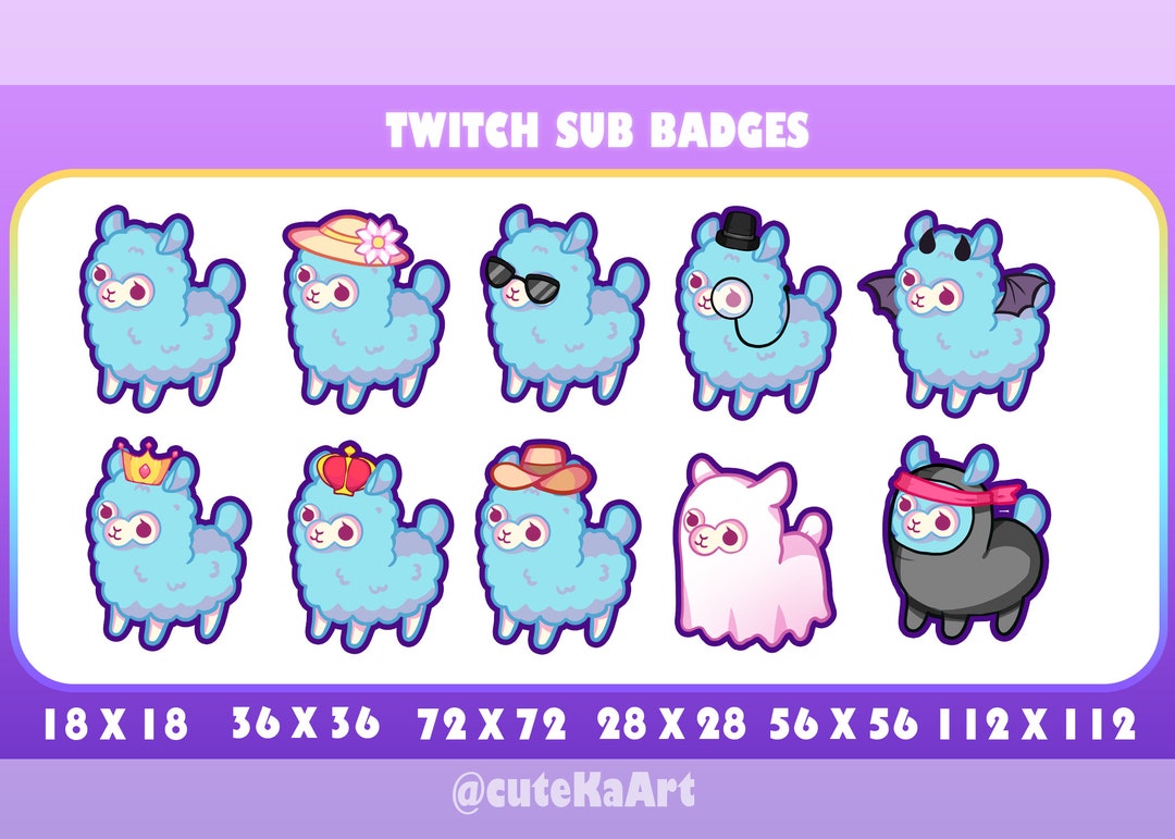 Twitch Badge Cute Blue Alpaca Kawaii for Streamer / Emote / Gamer ...