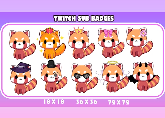 Cute Red Panda/ Twitch Sub Badges / Twitch Graphics / Bits | Etsy