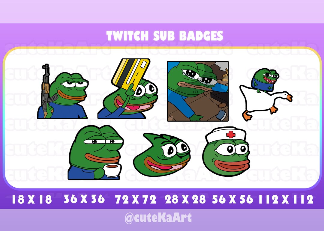 Frog Pepe/ Twitch Sub Badges / Twitch Pepe the Frog / Bits Badges / Big ...
