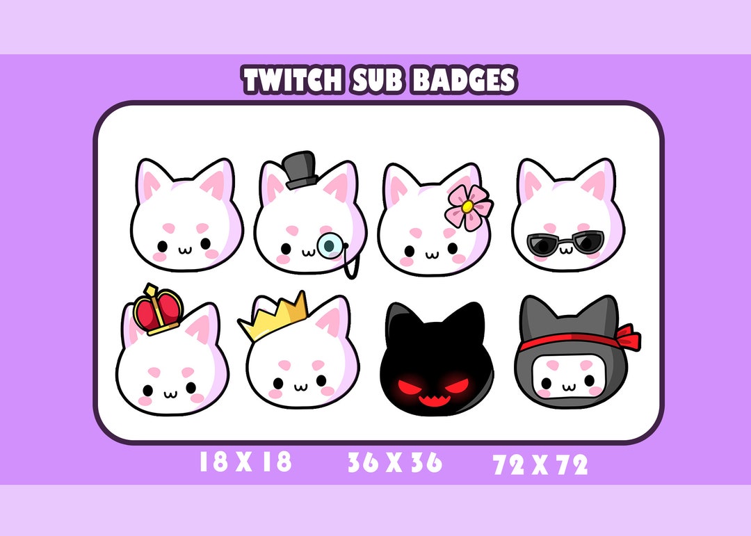 Twitch Sub Badges / Twitch Cat / Twitch King Cat / Kawaii / Streamer ...