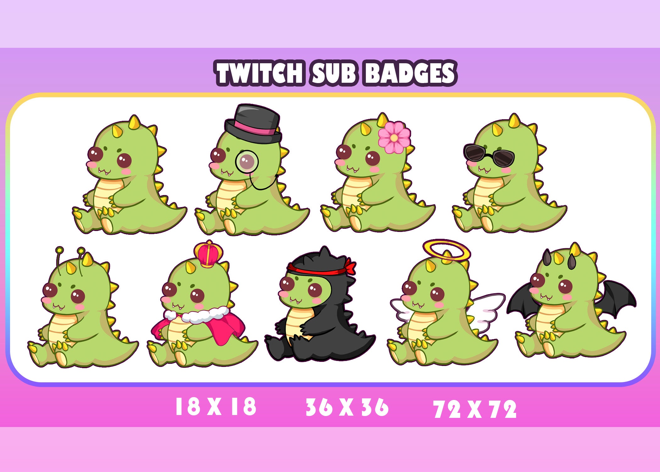 Twitch Badge Dinosaur Kawaii for Streamer / Emote / Gamer / Bits ...