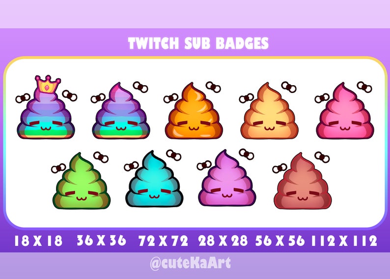 Cute Funny Poop Sub Badge / Twitch Sub Badges / Twitch Graphics / Bits ...