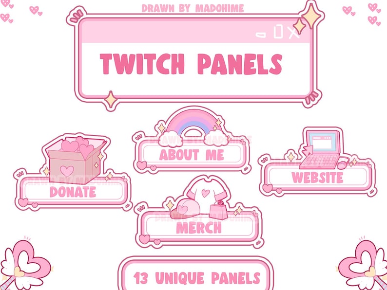Pastel Pink Twitch Panels / Ready to Use /twitch Asset / Pink Aesthetic ...