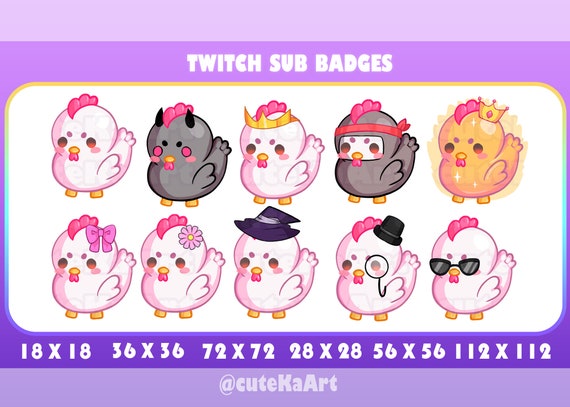 Cute Chicken / Twitch Sub Badges / Twitch Graphics / Bits | Etsy
