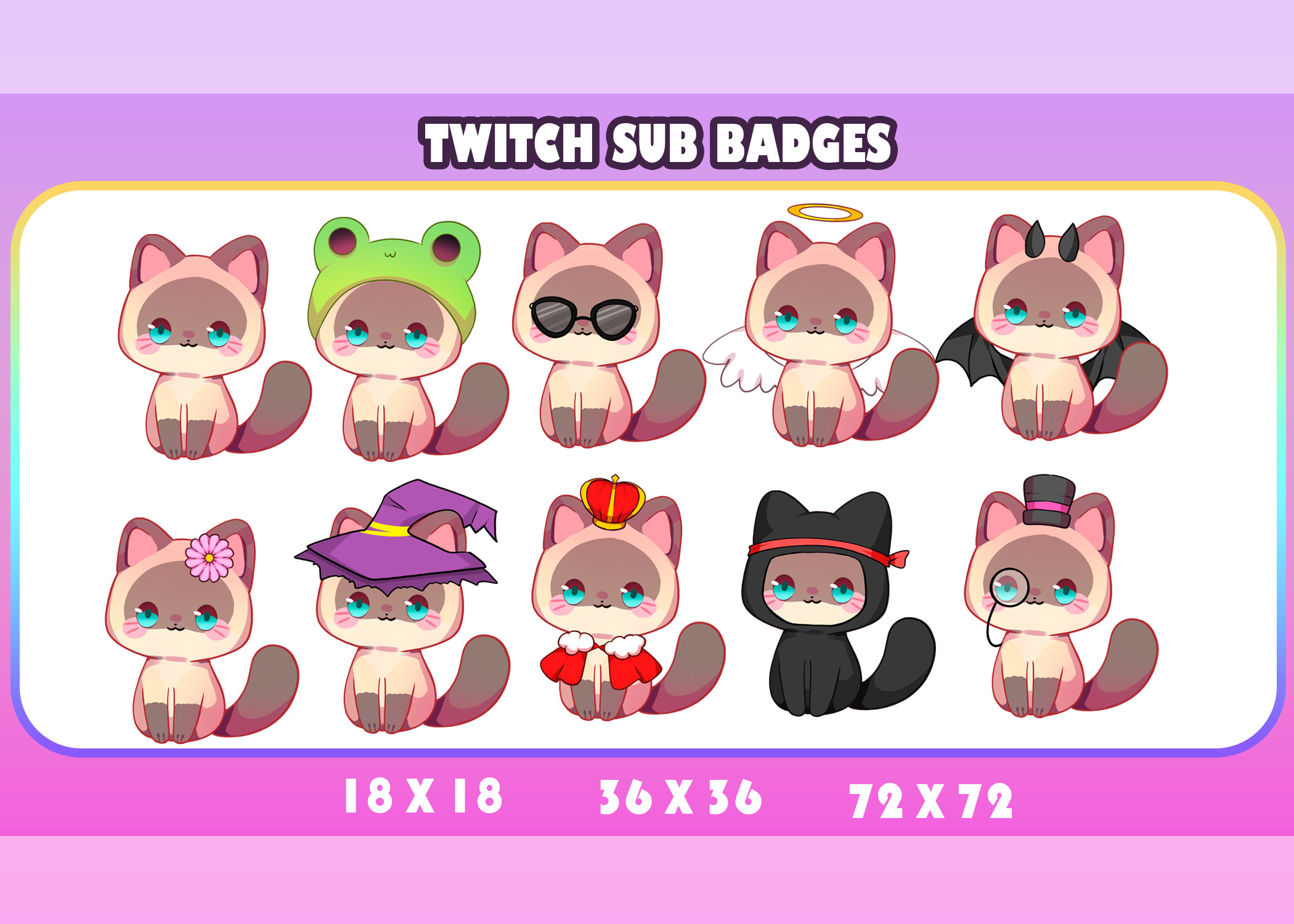 Twitch Badge Siamese Cat Neko Kawaii for Streamer / Emote / Gamer ...