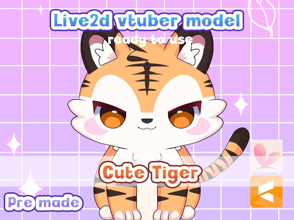 Cute Tiger Lived2d Vtuber Model / Cat Live2d/ Cat Vtuber/ Vtuber Pet ...