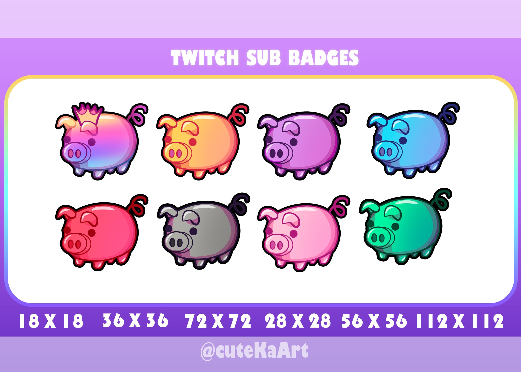 Cute Pig Sub Badge / Twitch Sub Badges / Twitch Graphics / Bits Badges ...