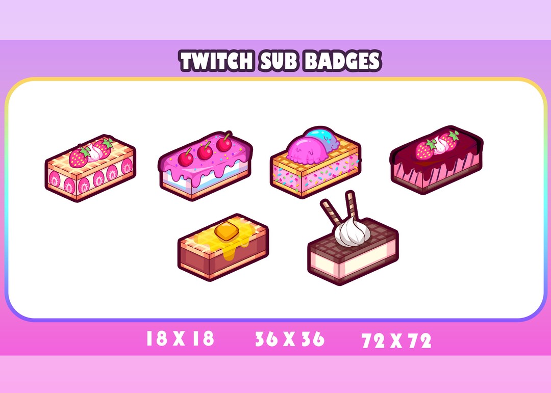 Twitch Badge Square Cookie Dessert Kawaii for Streamer / Emote / Gamer ...