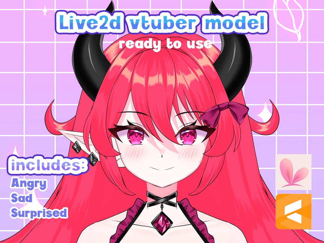 Vtuber Live2d Model - Demon Girl for Vtube Studio / Full Body Vtuber Demon Goth Girl Live2d ...