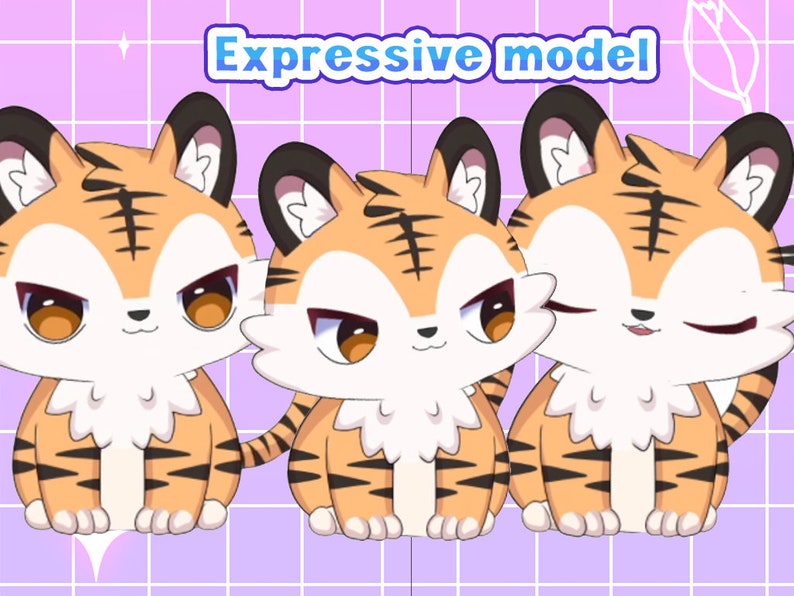Cute Tiger Lived2d Vtuber Model / Cat Live2d/ Cat Vtuber/ Vtuber Pet ...