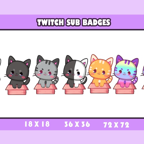 Twitch Badge Cat Neko Kawaii for Streamer / Emote / Gamer / - Etsy