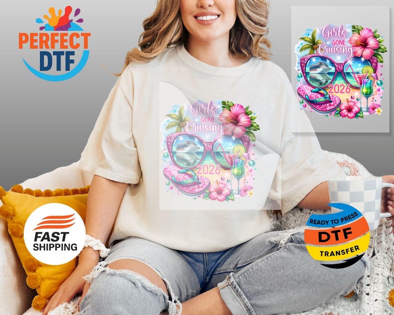 Girls Gone Cruising 2026 DTF Transfer: Tropical Vacation Print, Ready ...