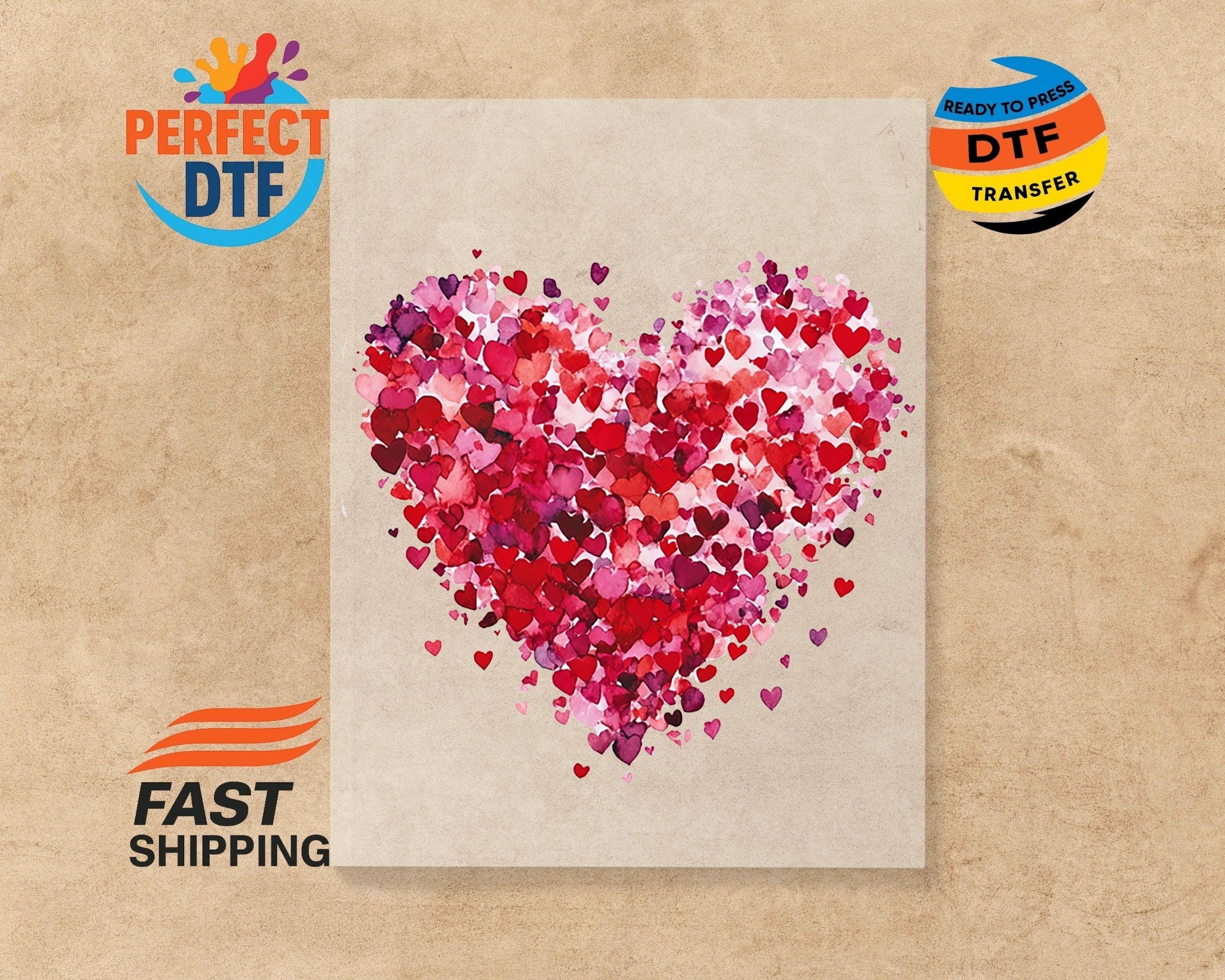 Valentines Day Heart DTF Transfer: Valentine Hearts Brushstroke Ready ...