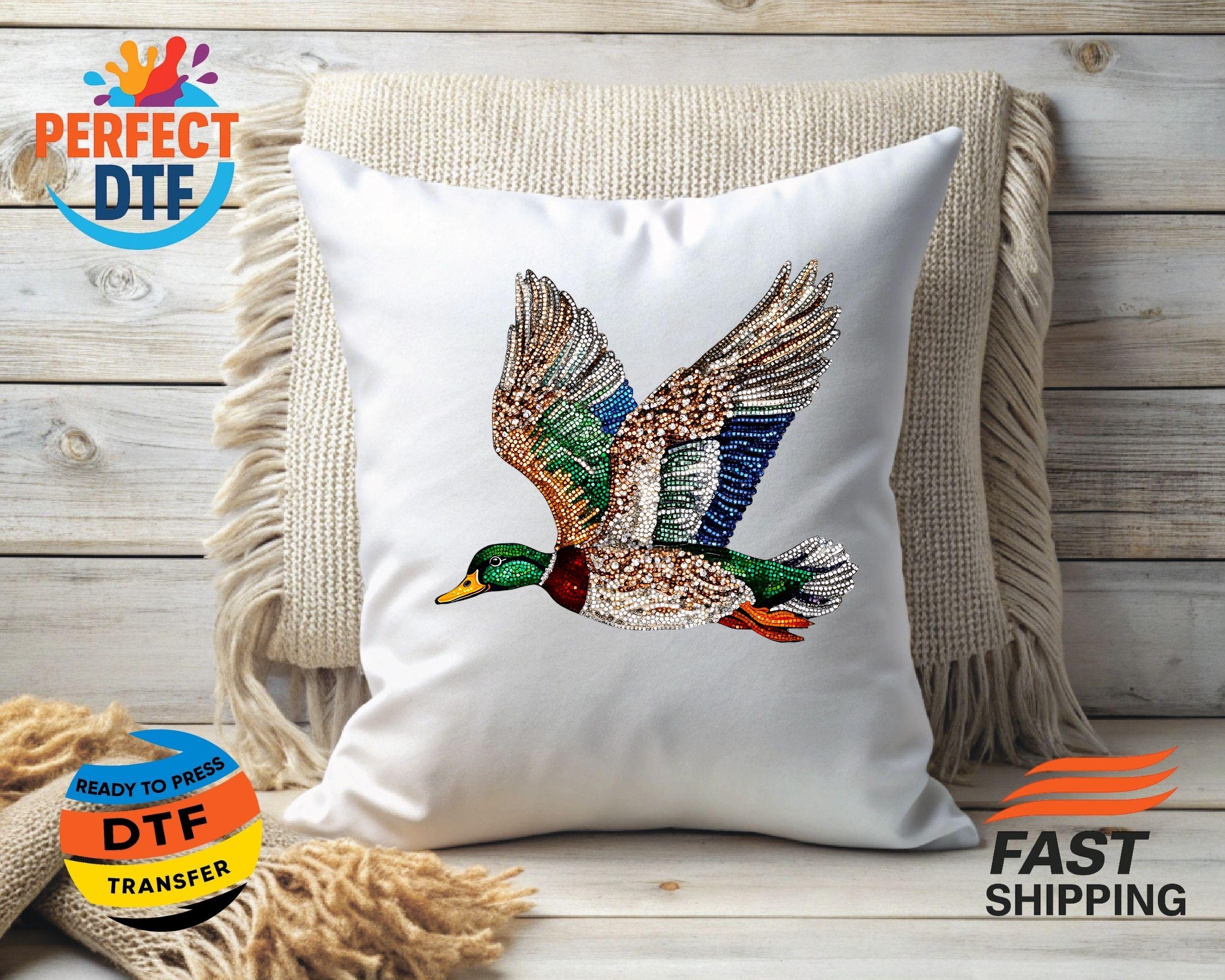Faux Rhinestone Mallard Duck Flying DTF Heat Transfer: Hunting Season ...