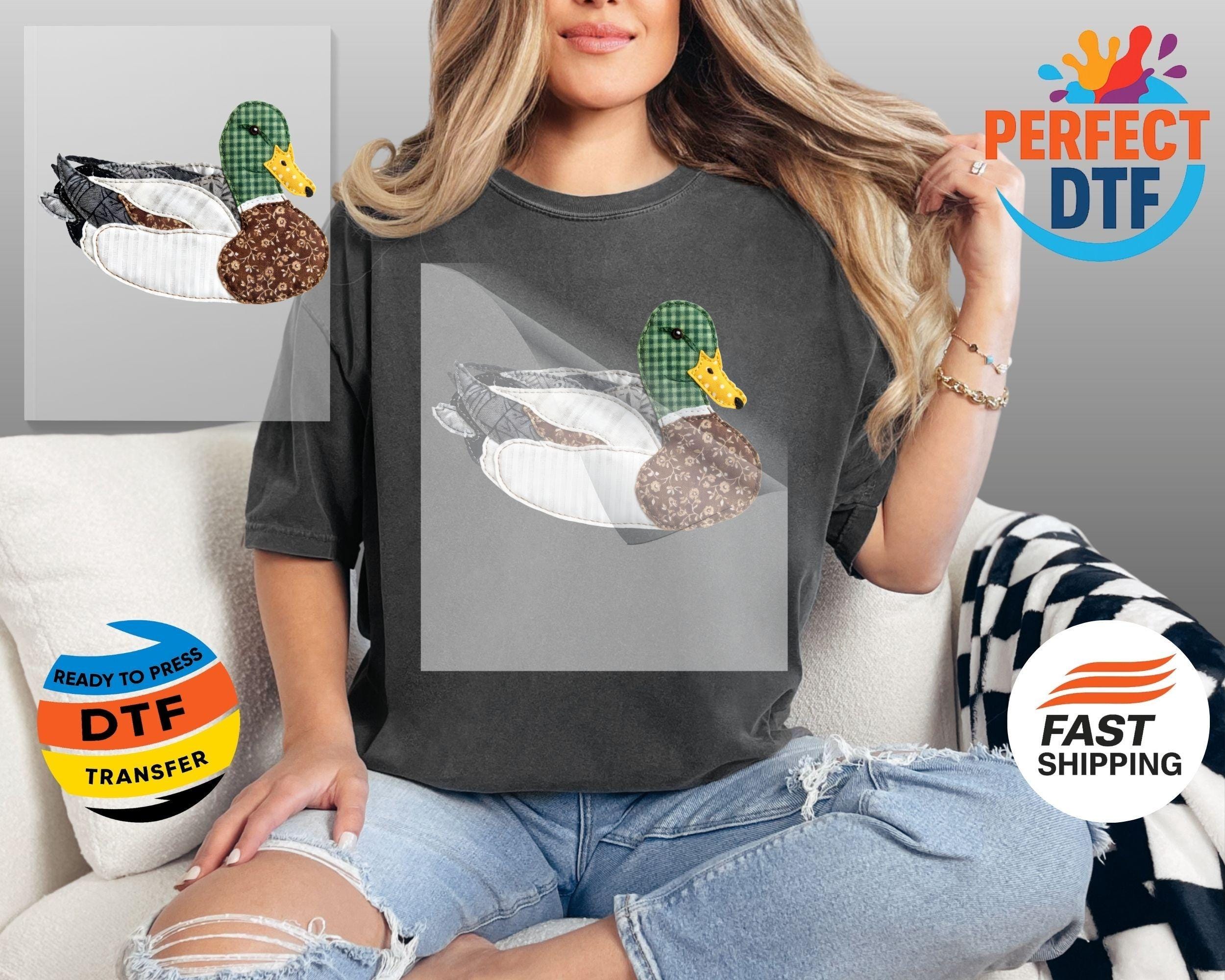Patchwork Sitting Mallard Duck DTF Transfer: Bird Hunting Ready to ...