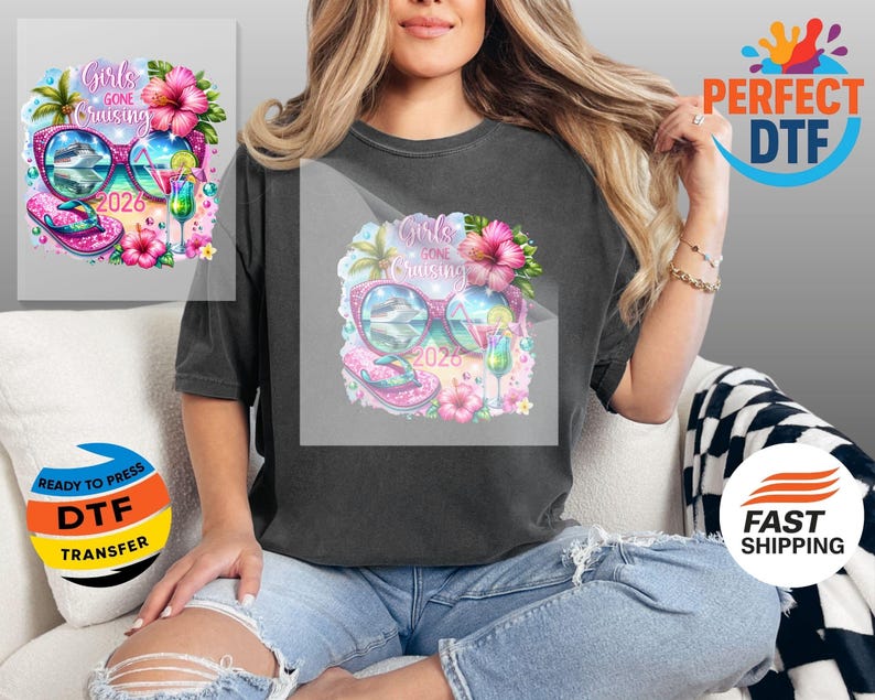 Girls Gone Cruising 2026 DTF Transfer: Tropical Vacation Print, Ready ...