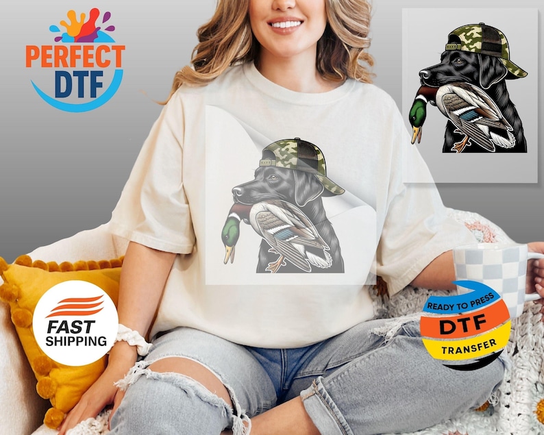 Hunting Dog DTF Transfer: Duck Camo Hat Design, Ready to Press - Etsy