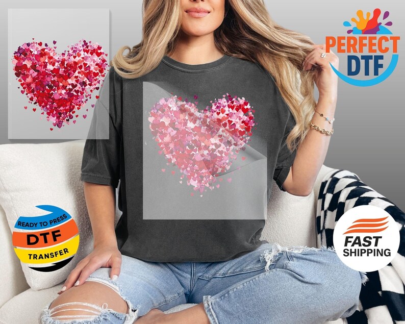 Valentines Day Heart DTF Transfer: Valentine Hearts Brushstroke Ready ...