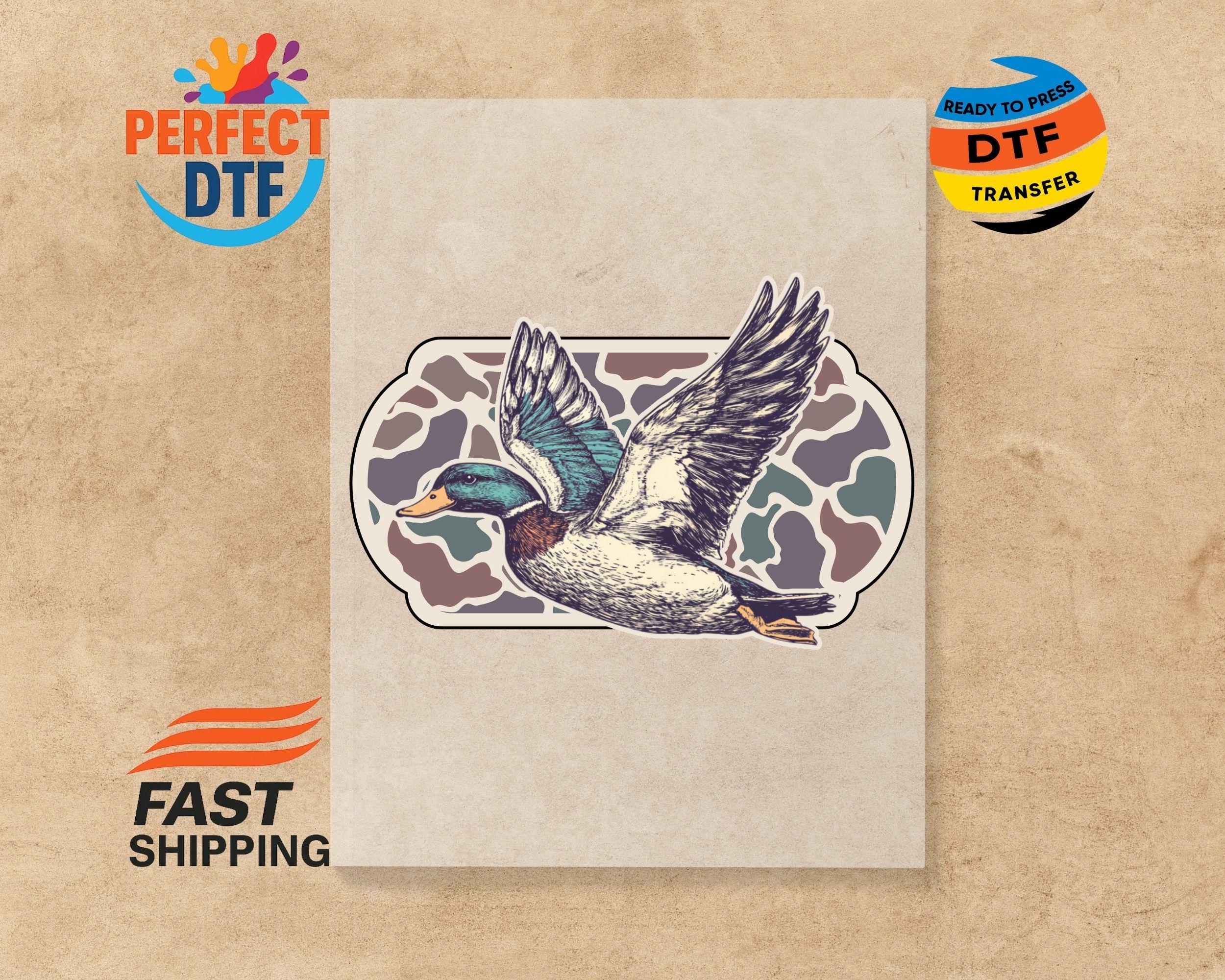 Camo Flying Mallard Duck DTF Heat Transfer:hunting Season Design Ready ...