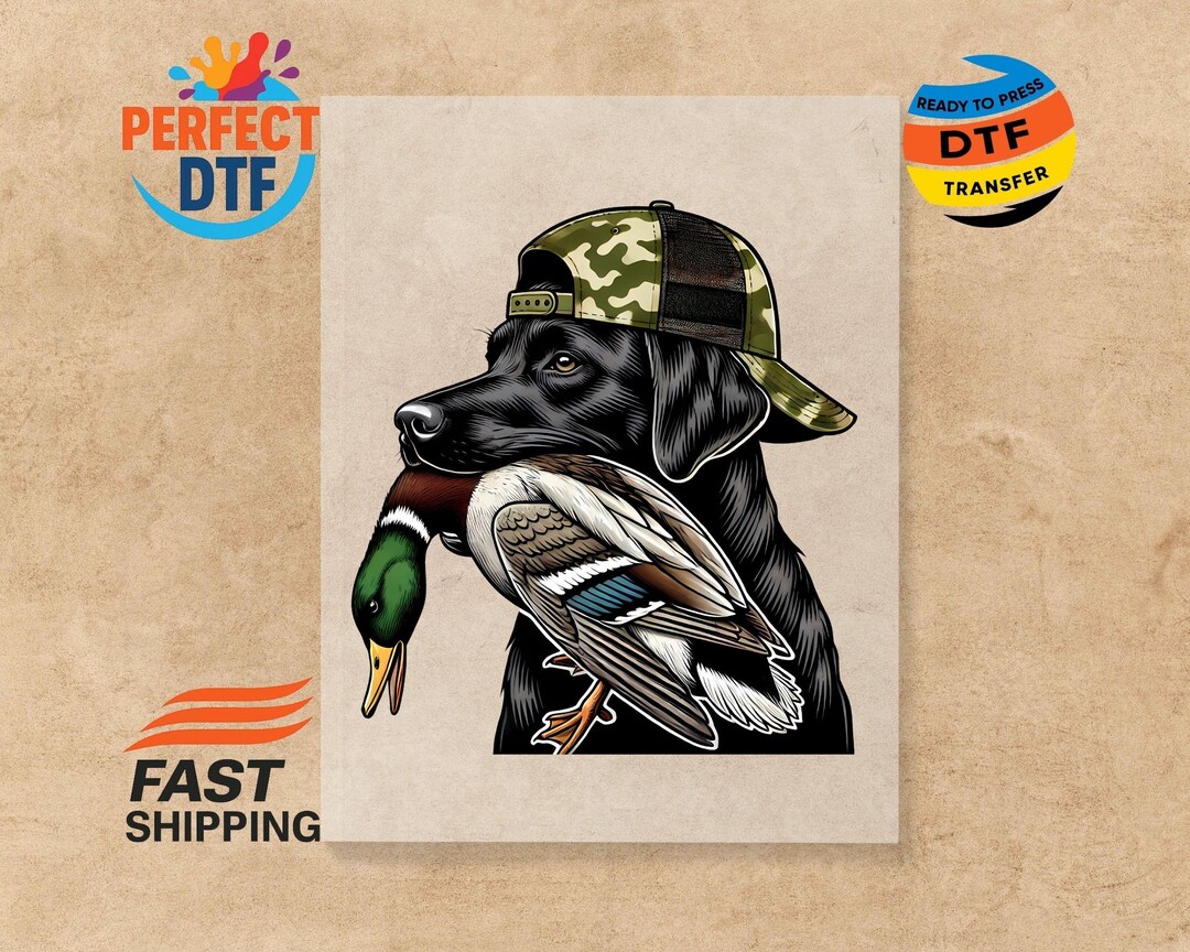 Hunting Dog DTF Transfer: Duck Camo Hat Design, Ready to Press - Etsy