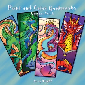 Print and Color Bookmarks Dragons Vol. 1 Fantasy and Adult Coloring ...