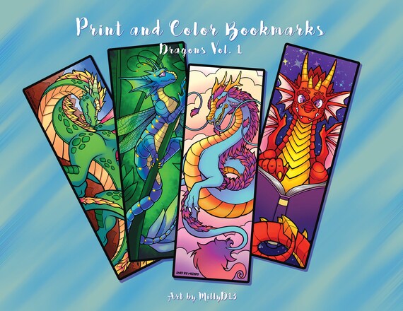 Print and Color Bookmarks Dragons Vol. 1 Fantasy and Adult - Etsy