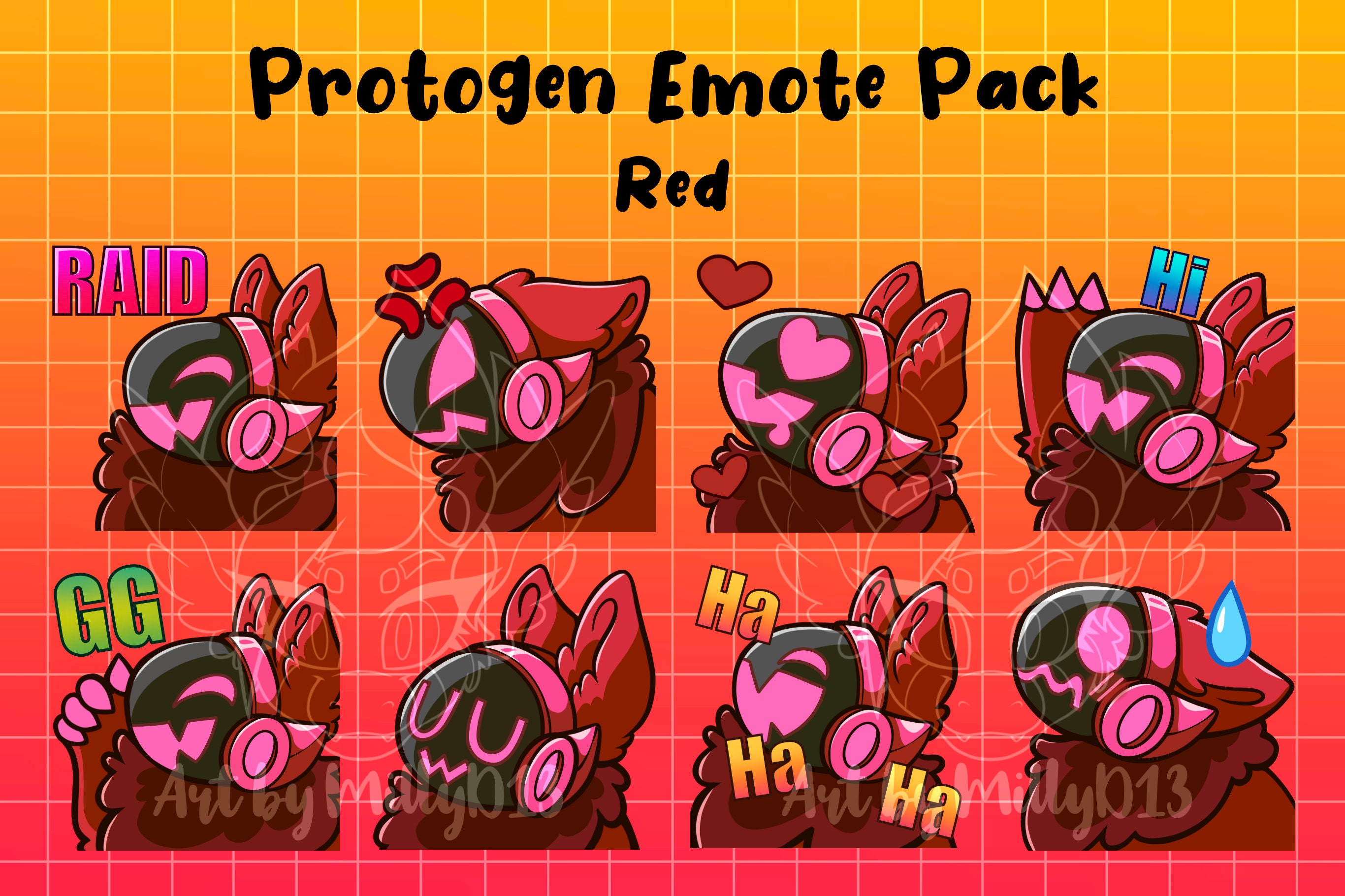 RED Protogen Emote Pack Digital Download - Etsy Ireland