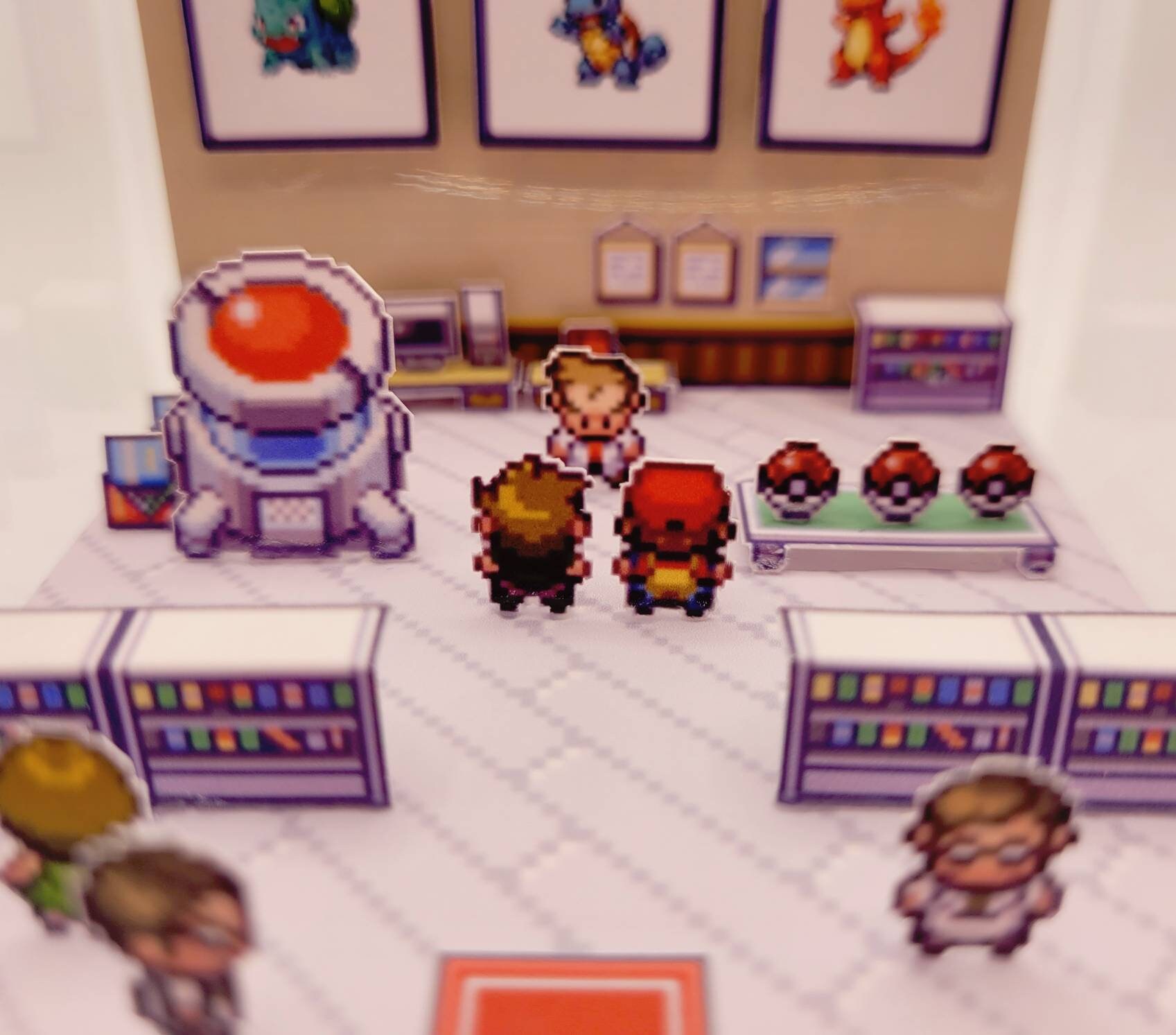 Professor Oak's Lab Diorama Cube Pokemon Fire Red Leaf | Etsy