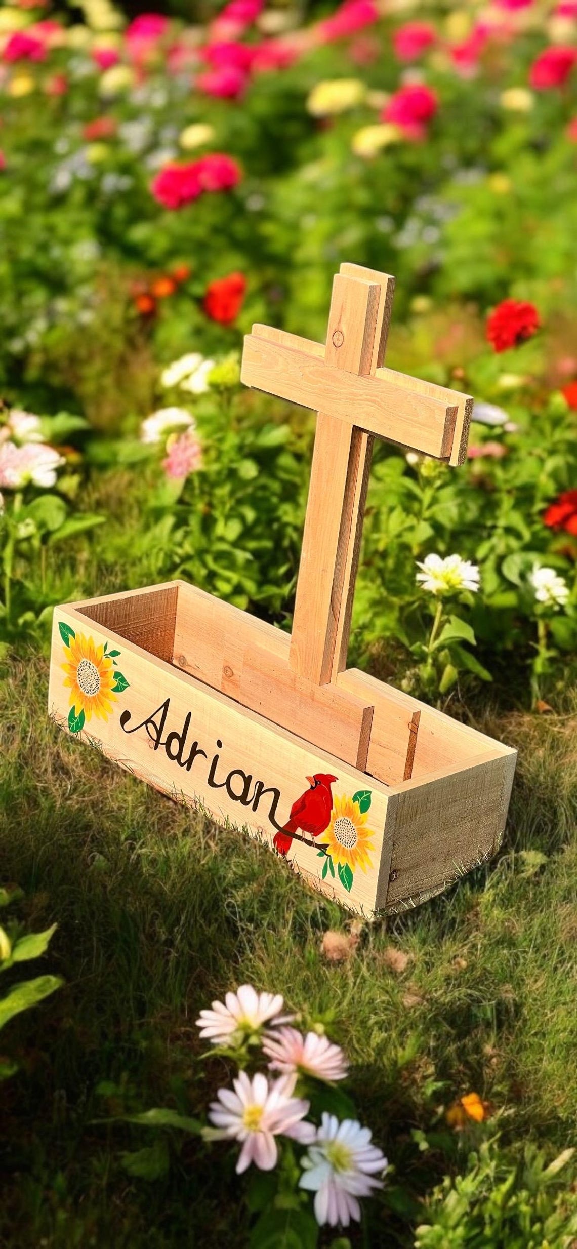 Handmade Cedar Garden Cemetery Box With Cross - Etsy